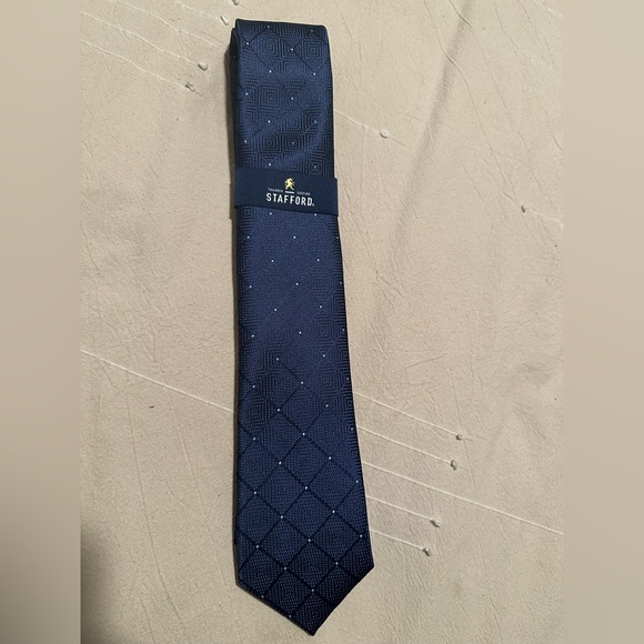 Stafford | Accessories | Nwt Stanford Navy Blue With Grid Mens Neck Tie ...